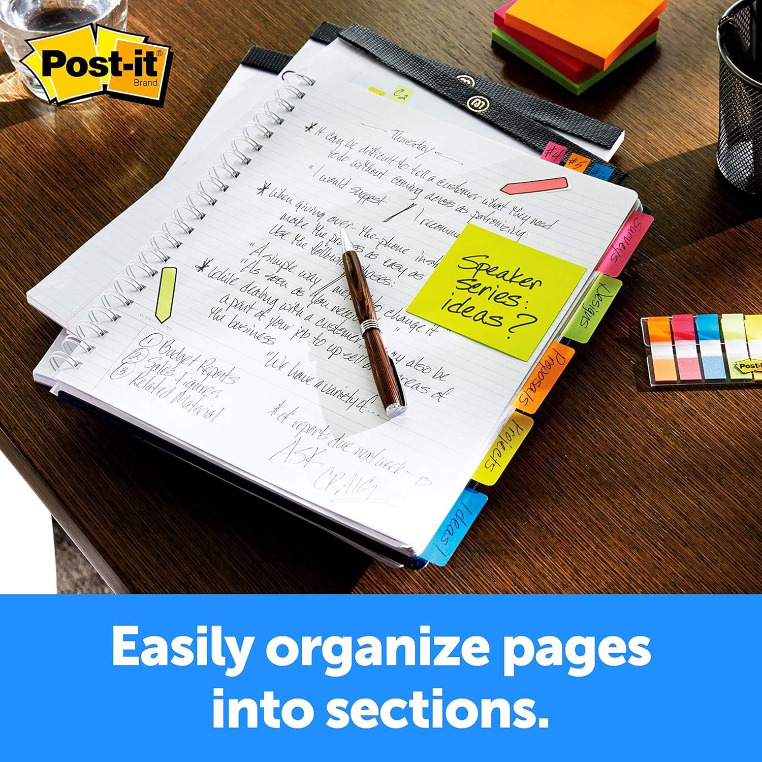 Post-it Tabs, 2 in, Solid, Assorted Primary Colors, 6 Tabs/Color, 4 ...